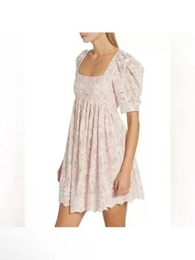 En Saison | Dresses | En Saison Kiera Pink Mini Dress Embroidered Puff ...